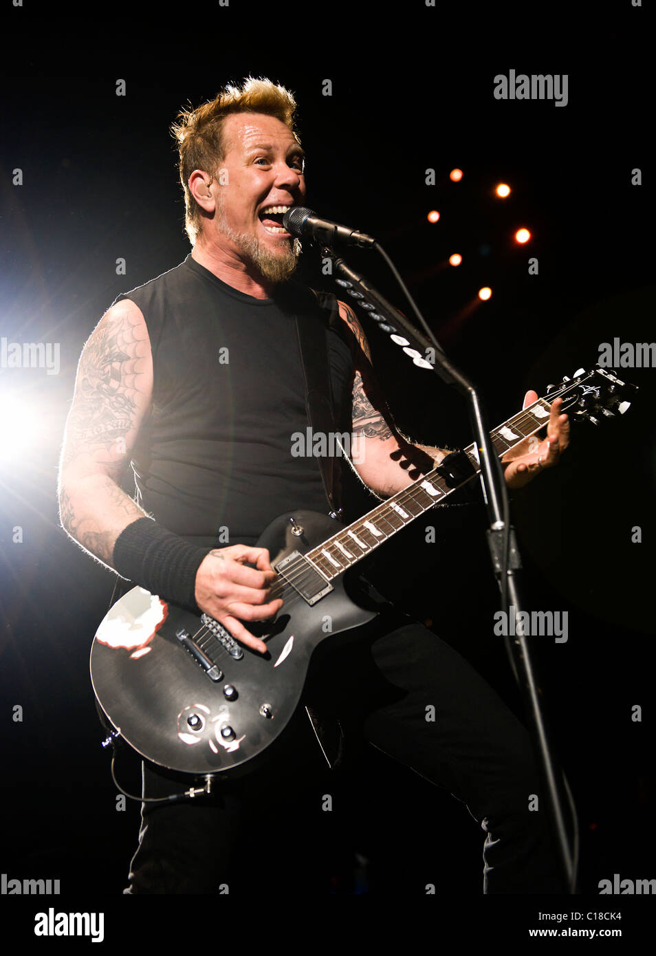 James Hetfield Metallica performing live on stage at the O2 Arena ...