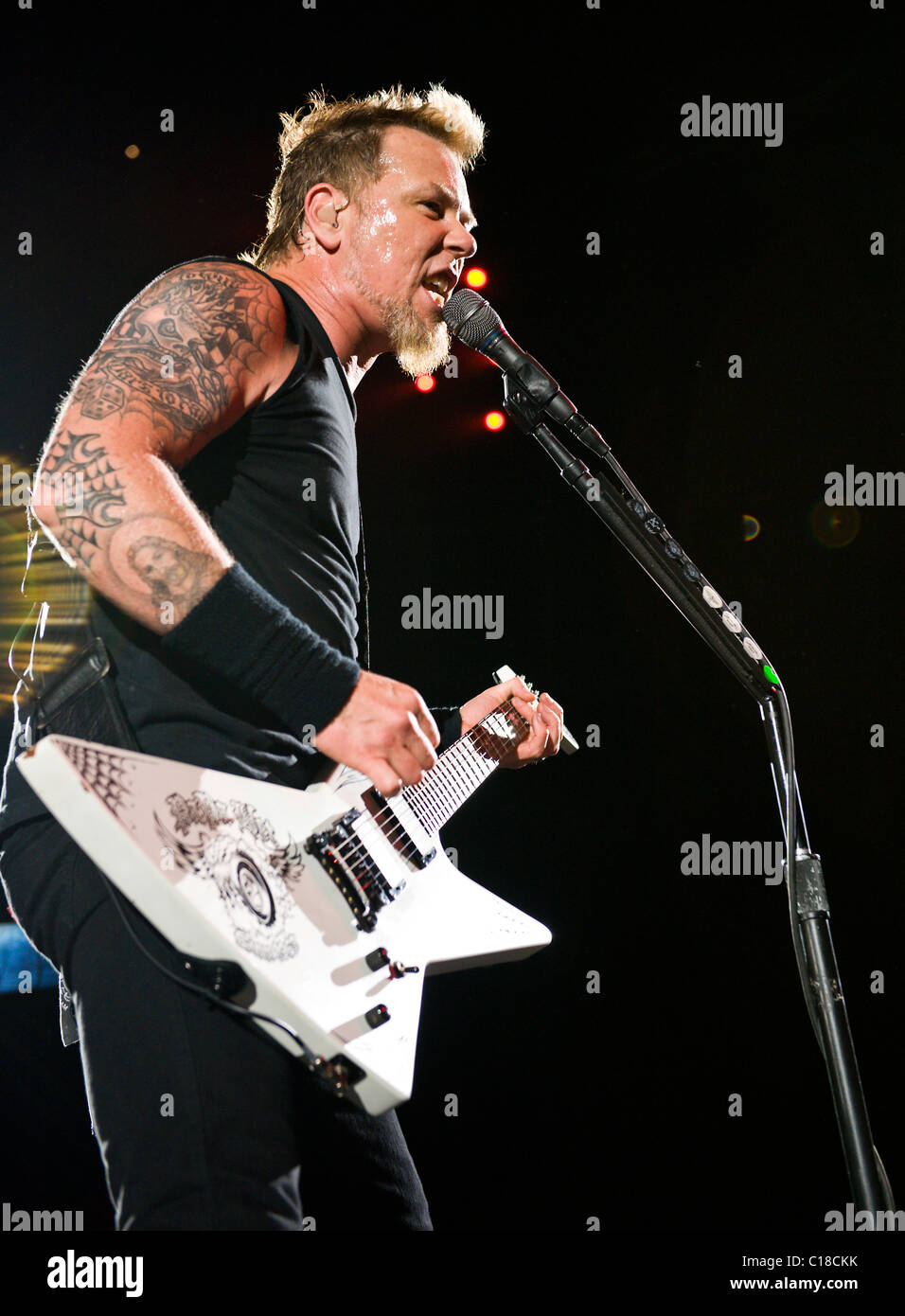 James Hetfield Metallica performing live on stage at the O2 Arena ...