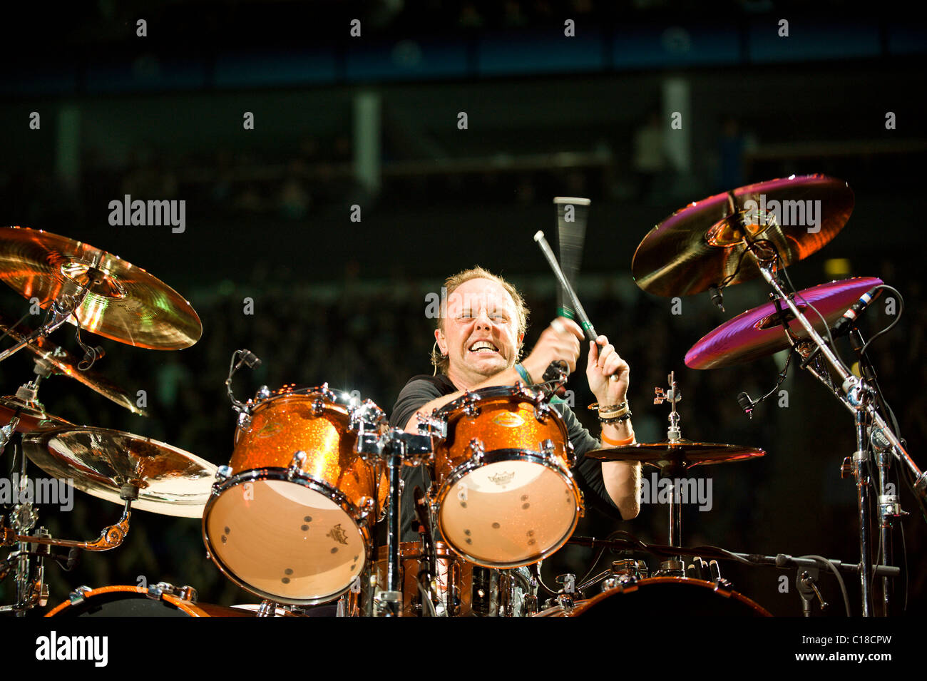 Lars Ulrich Metallica performing live on stage at the O2 Arena. London ...