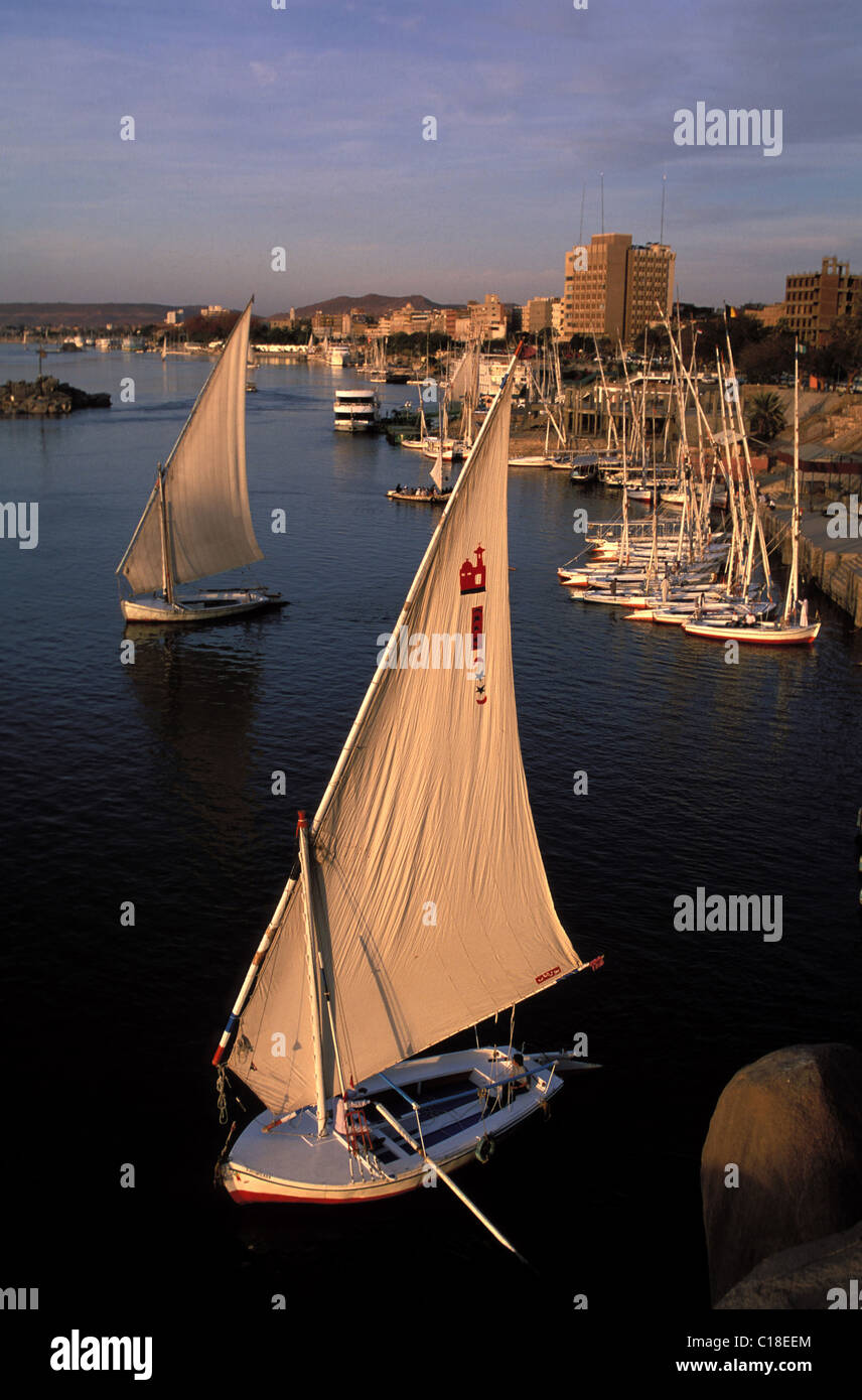 Egypt, Nile valley, Aswan, feluccas Stock Photo - Alamy