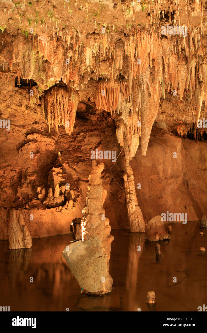Meramec Caverns cave system with lime stone formations like stalagmites ...