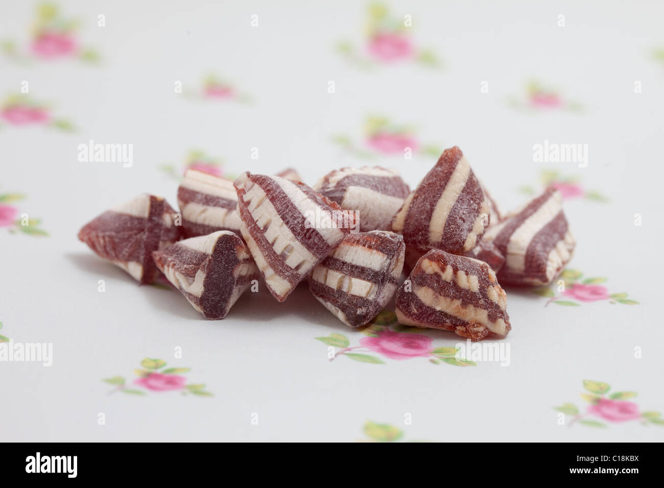 mint humbugs, sweets and candy on a paper background photographed in a ...