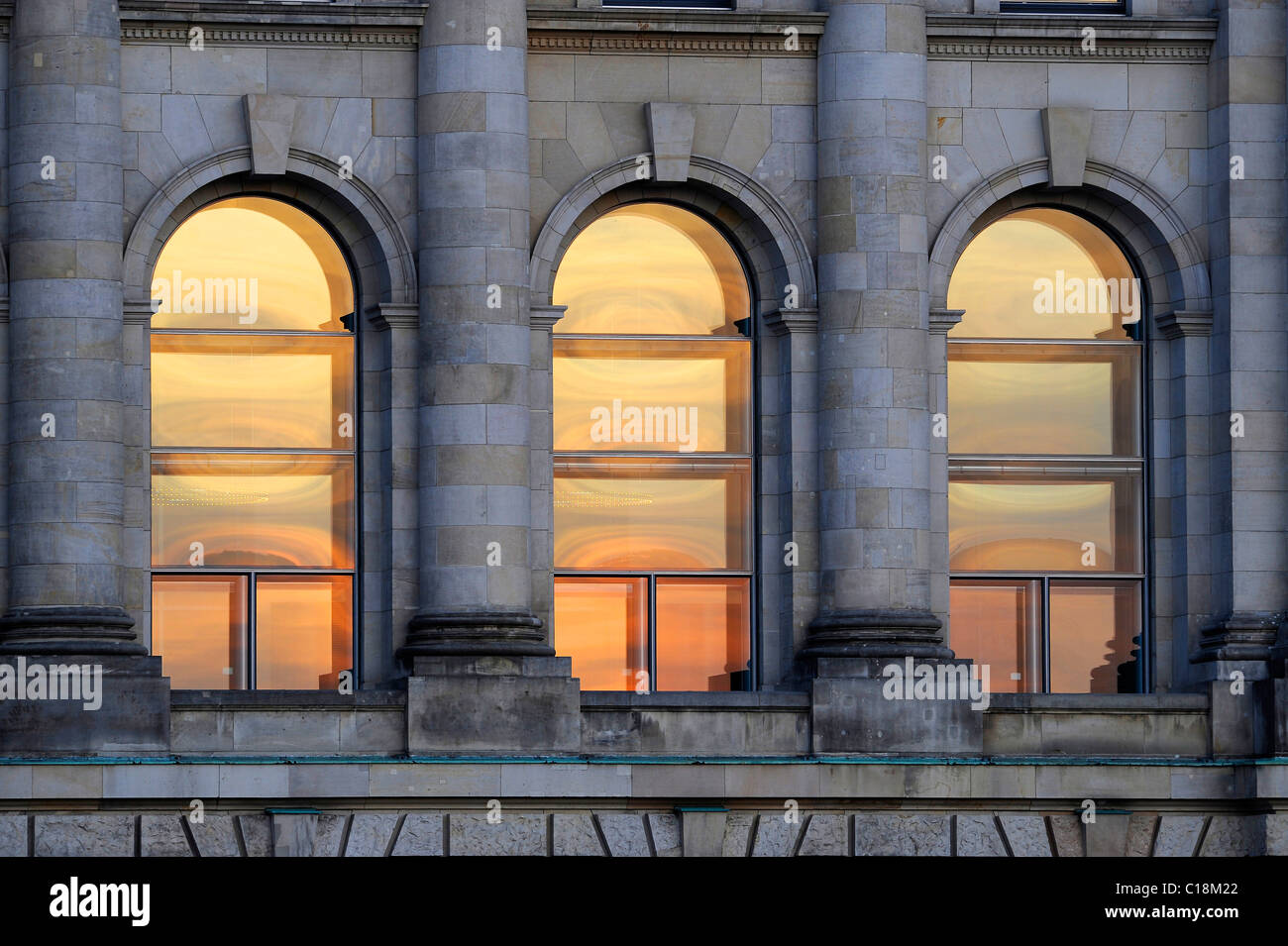Windows on the front facade of the Reichstag Building, Berlin, Germany ...
