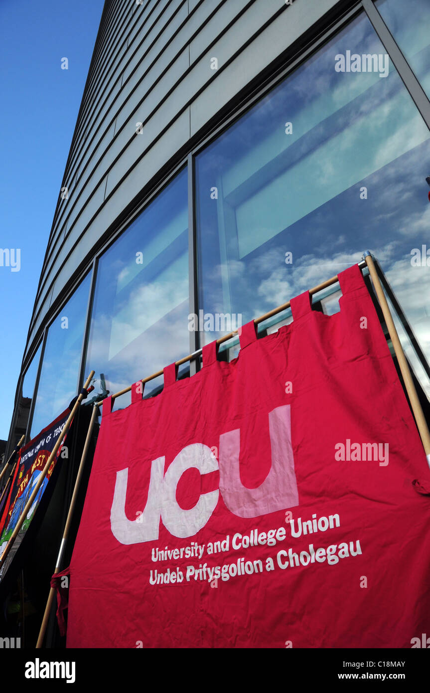 a ucu banner outside manchester university, february12th,2011 Stock ...