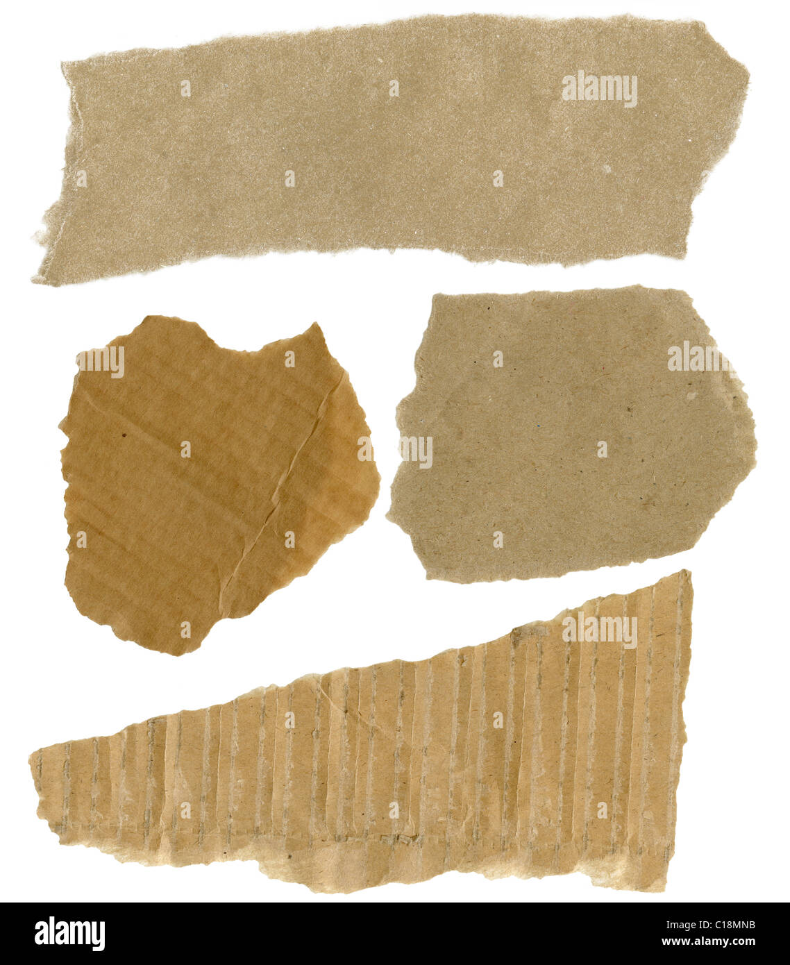 Collection of a cardboard pieces, isolated on white background Stock ...