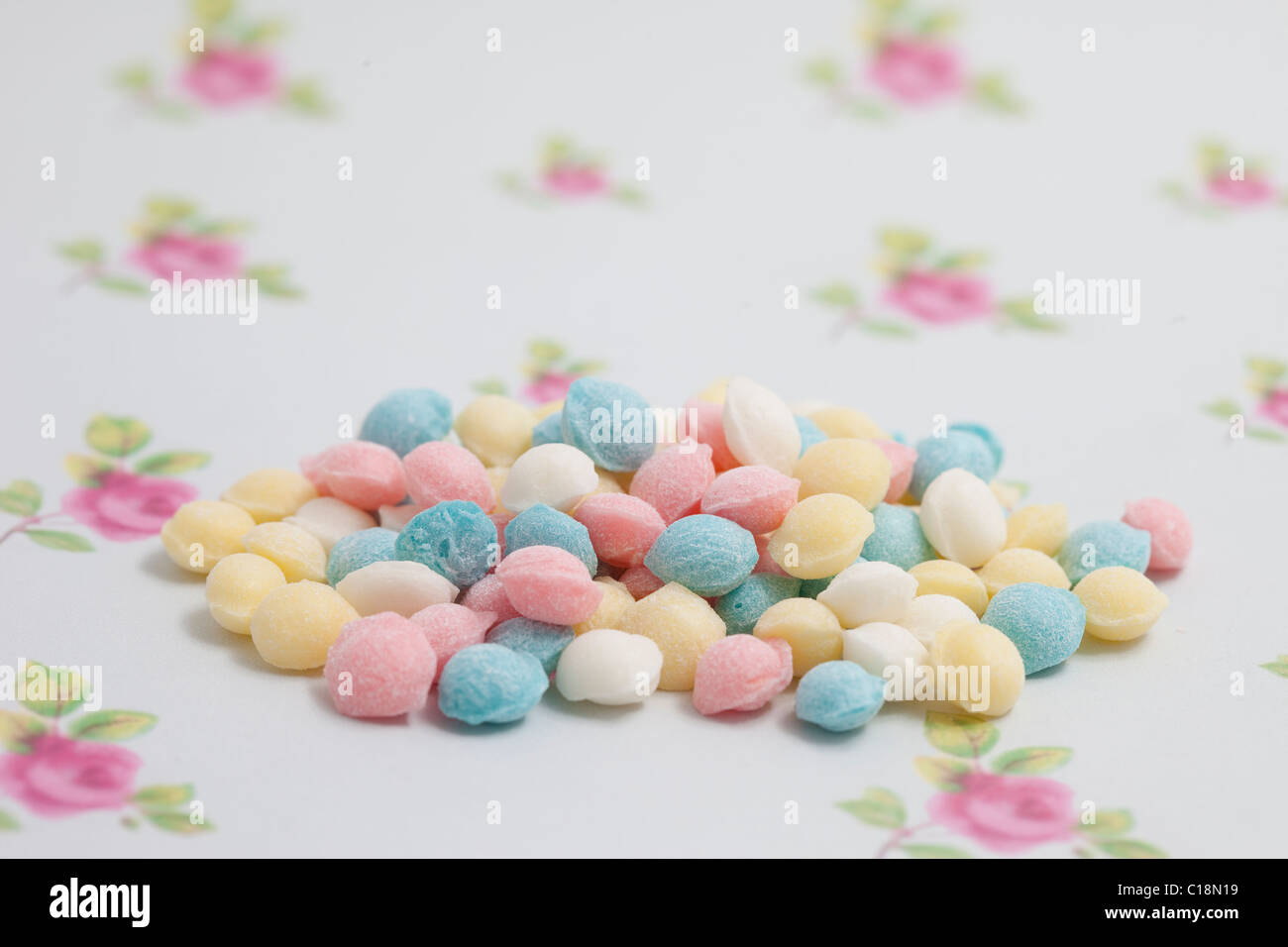 sherbet pips sweets and candy on a paper background photographed in a ...