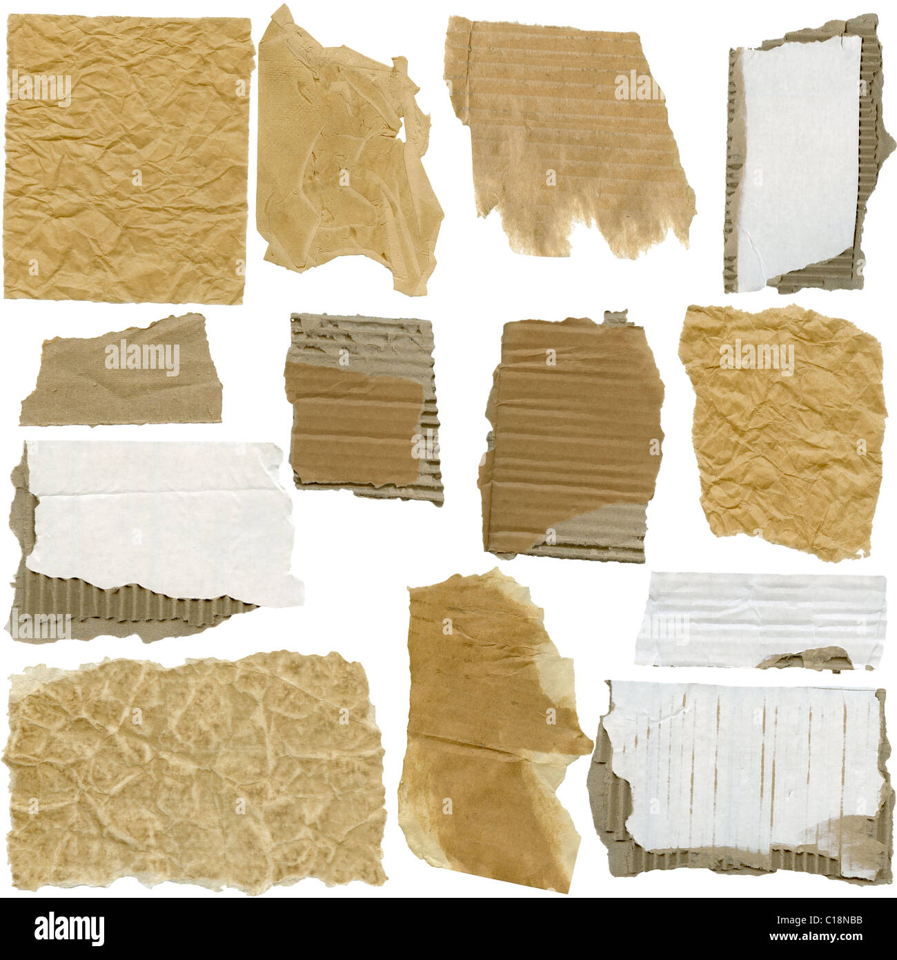 Set of Cardboard And Paper pieces, isolated on white Stock Photo - Alamy