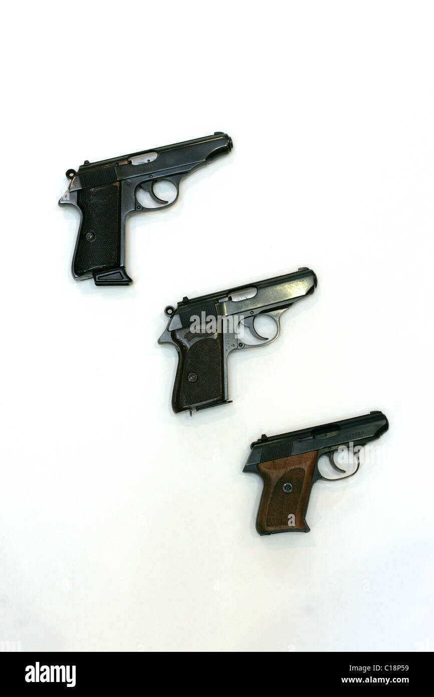 Handguns in a white background Stock Photo - Alamy