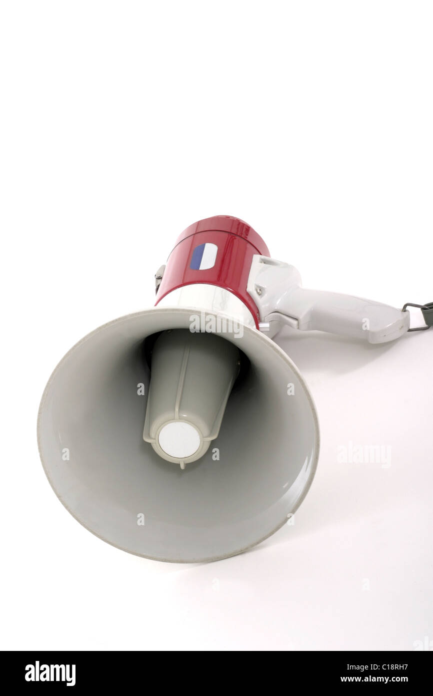 A powerful portable public address megaphone or bullhorn Stock Photo ...