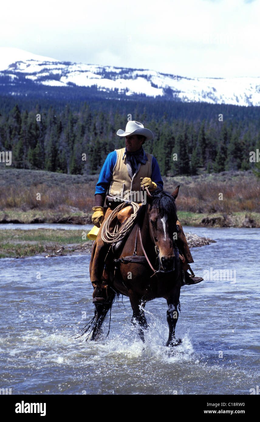 United States, Wyoming, Dubois, dude ranch, Triangle C ranch, wrangler ...