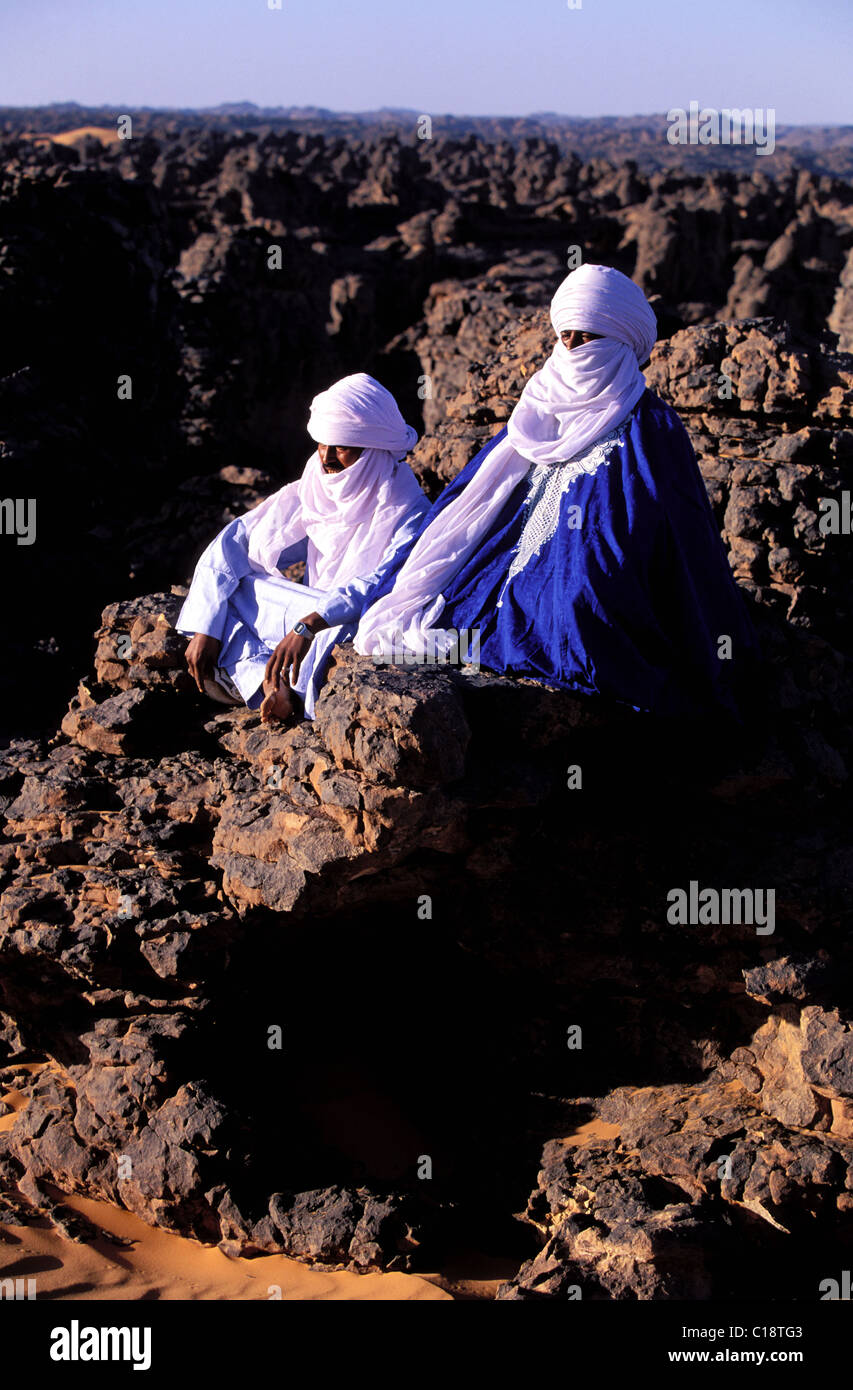 Libya, region of the desert, the Fezzan (Sahara), Tuaregs in the ...