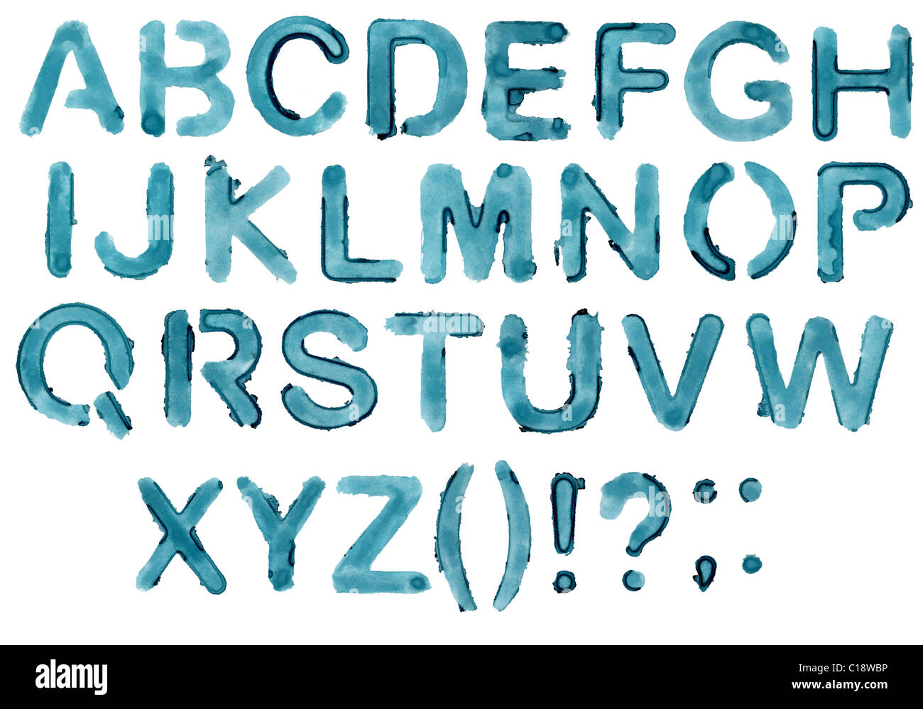 Grunge ink alphabet, isolated on white background Stock Photo - Alamy
