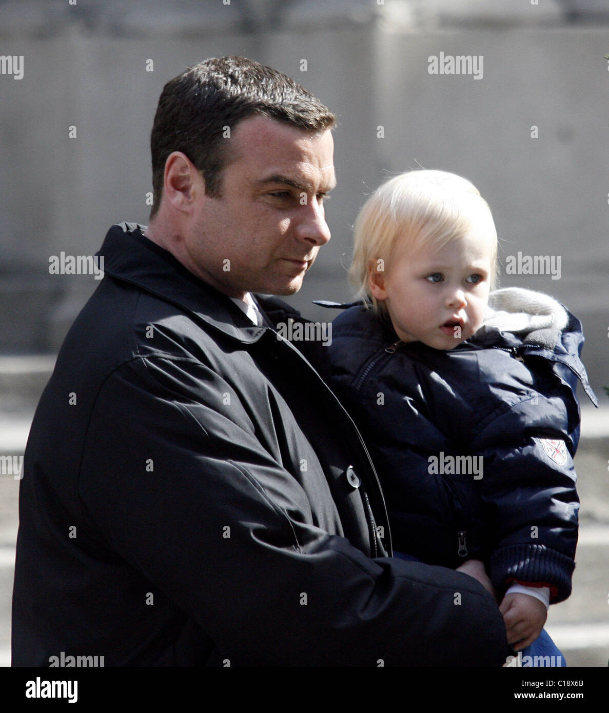 Liev Schreiber with son Alexander Shreiber filming his new movie 'Salt ...