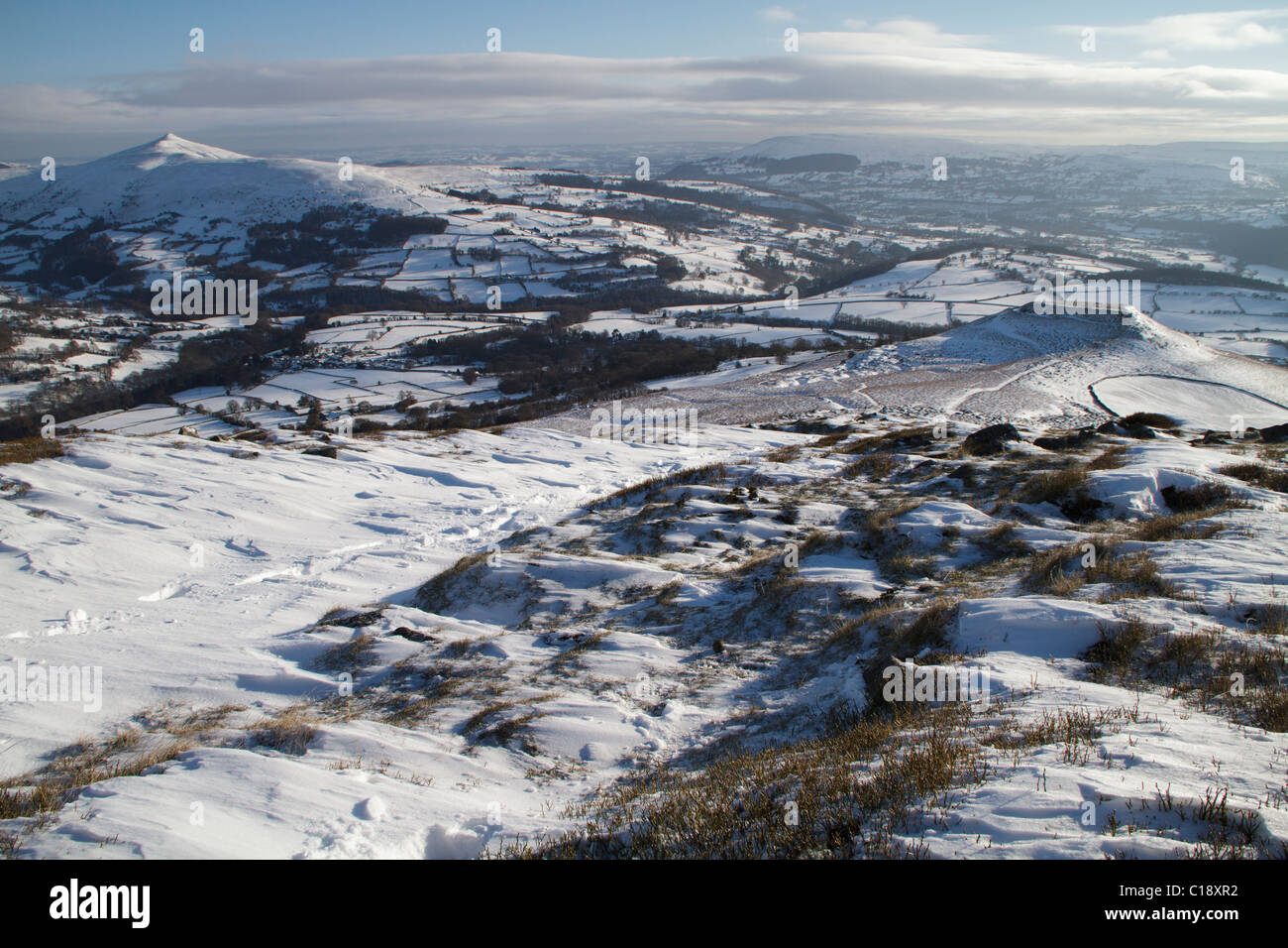 Sugarloaf and Table mountains in the Breacon Beacons National Park ...