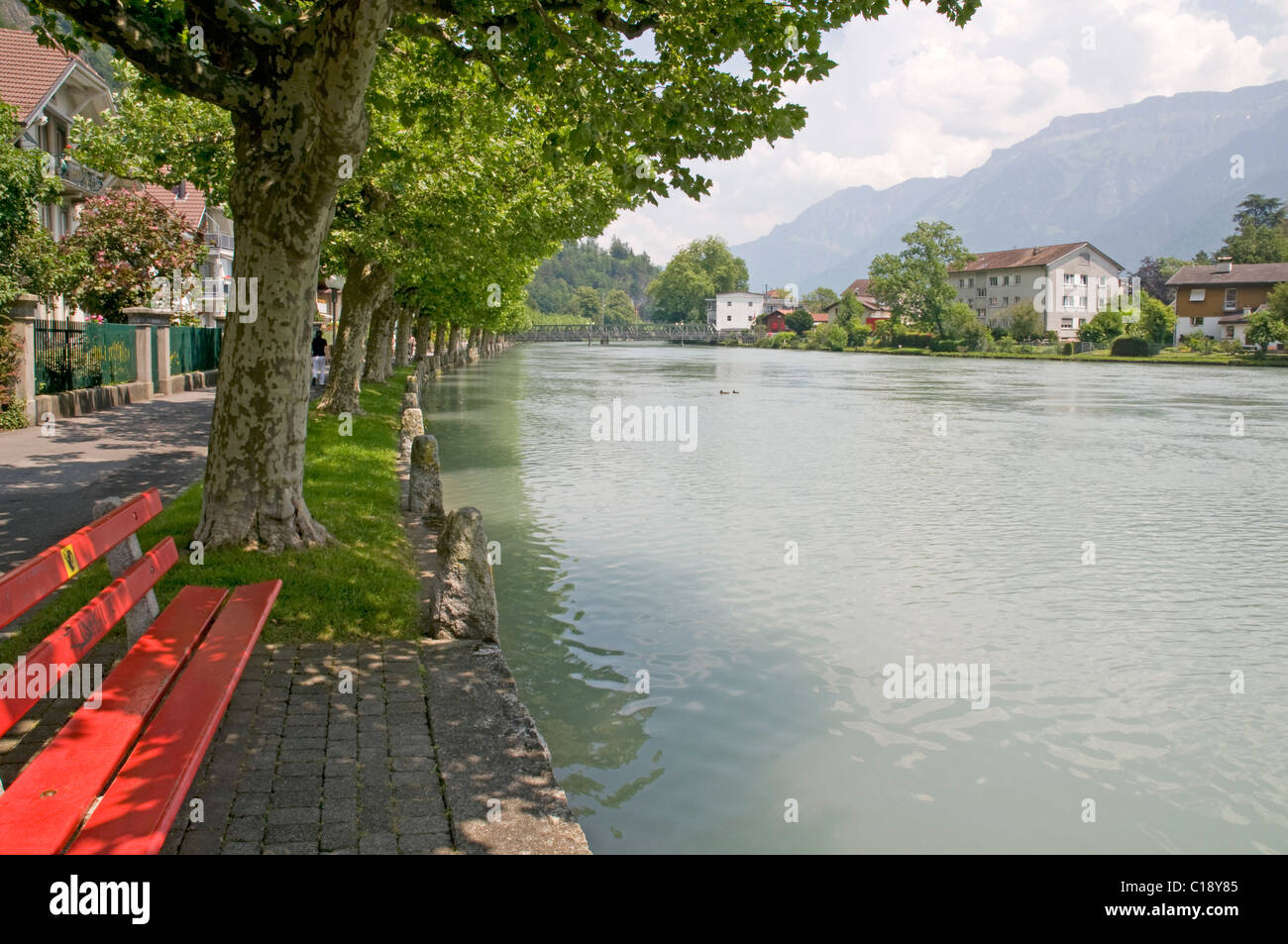 Beside the River Aare at Interlaken Stock Photo - Alamy