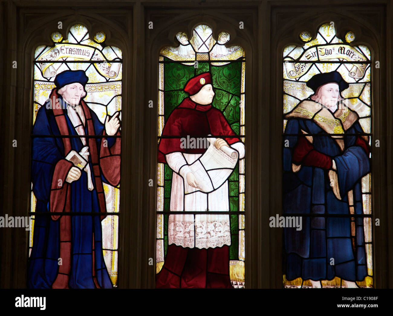 Stained Glass Panels Of Erasmus Cardinal Wolsey And Sir Thomas More Great Hall Dining Room At