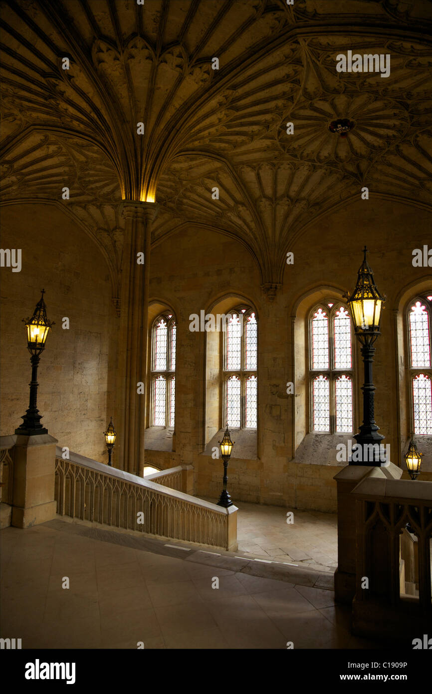 Fan vaulted ceiling, 1638, above the staircase by James Wyatt, 1805, to ...