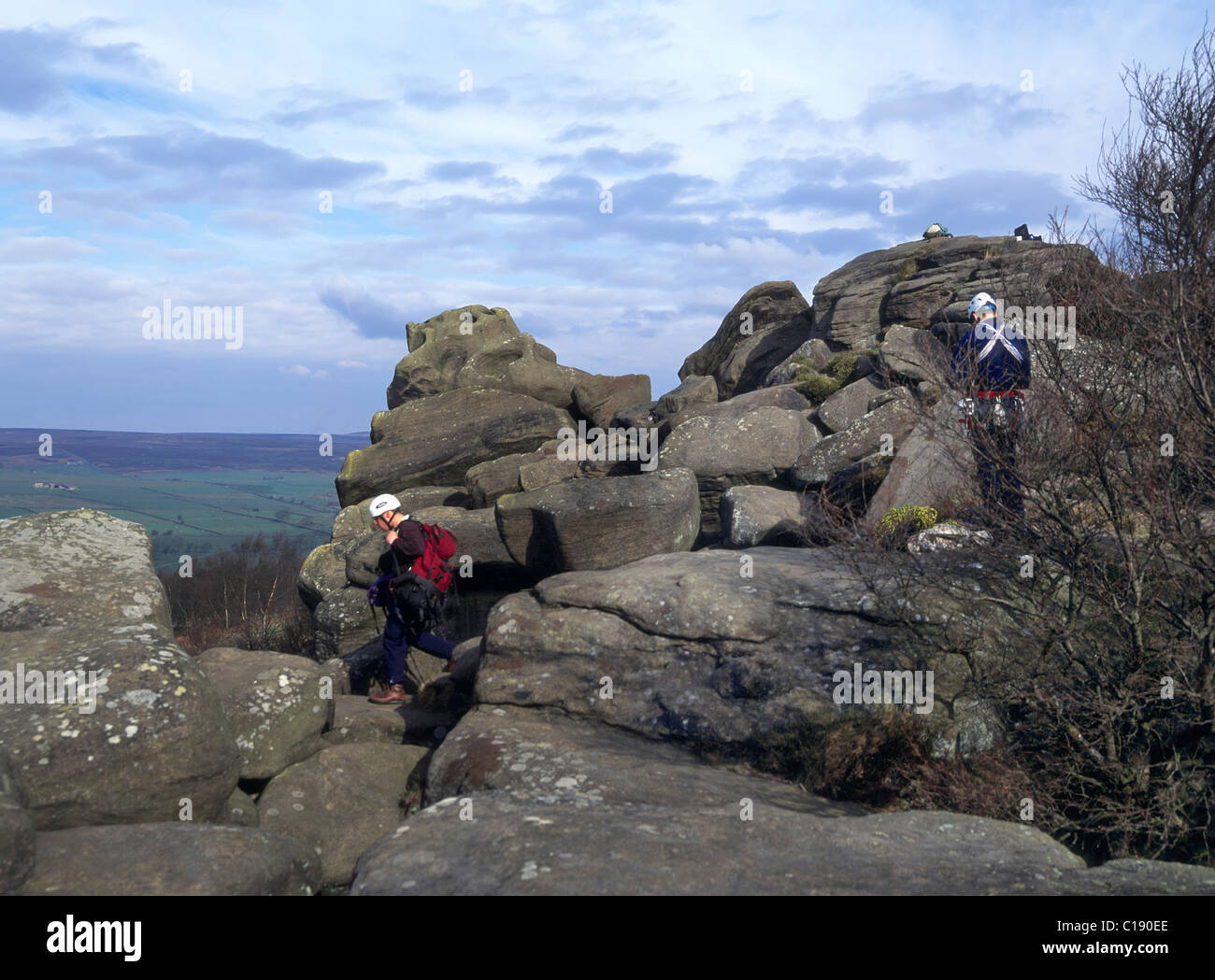 Climbers at Brimham Rocks Summerbridge North Yorkshire England UK Stock ...