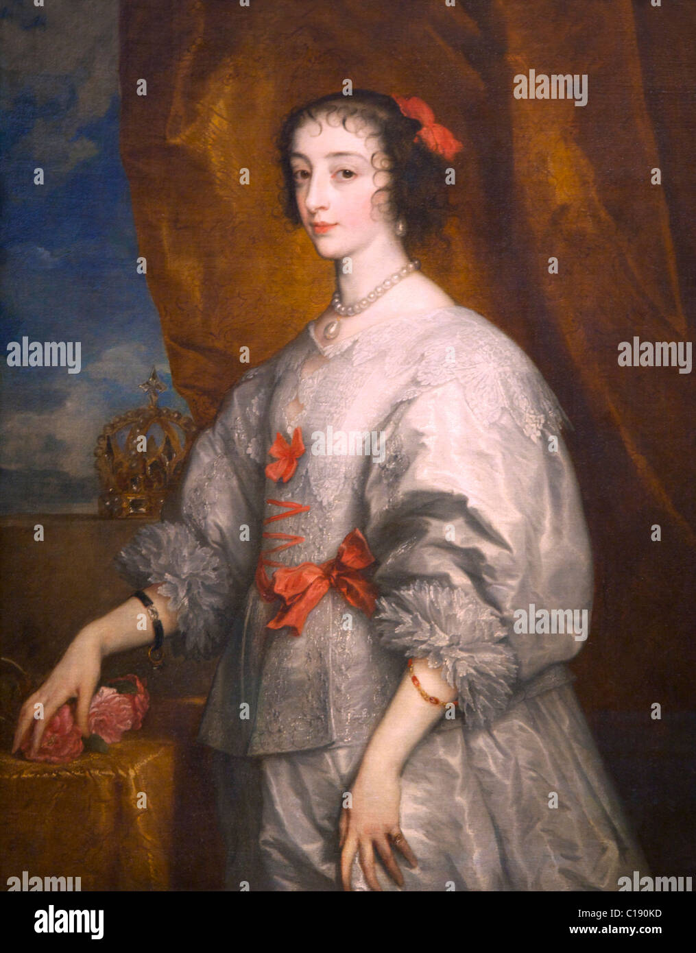 Queen Henrietta Maria, portrait by Sir Anthony Van Dyck, 1632 ...