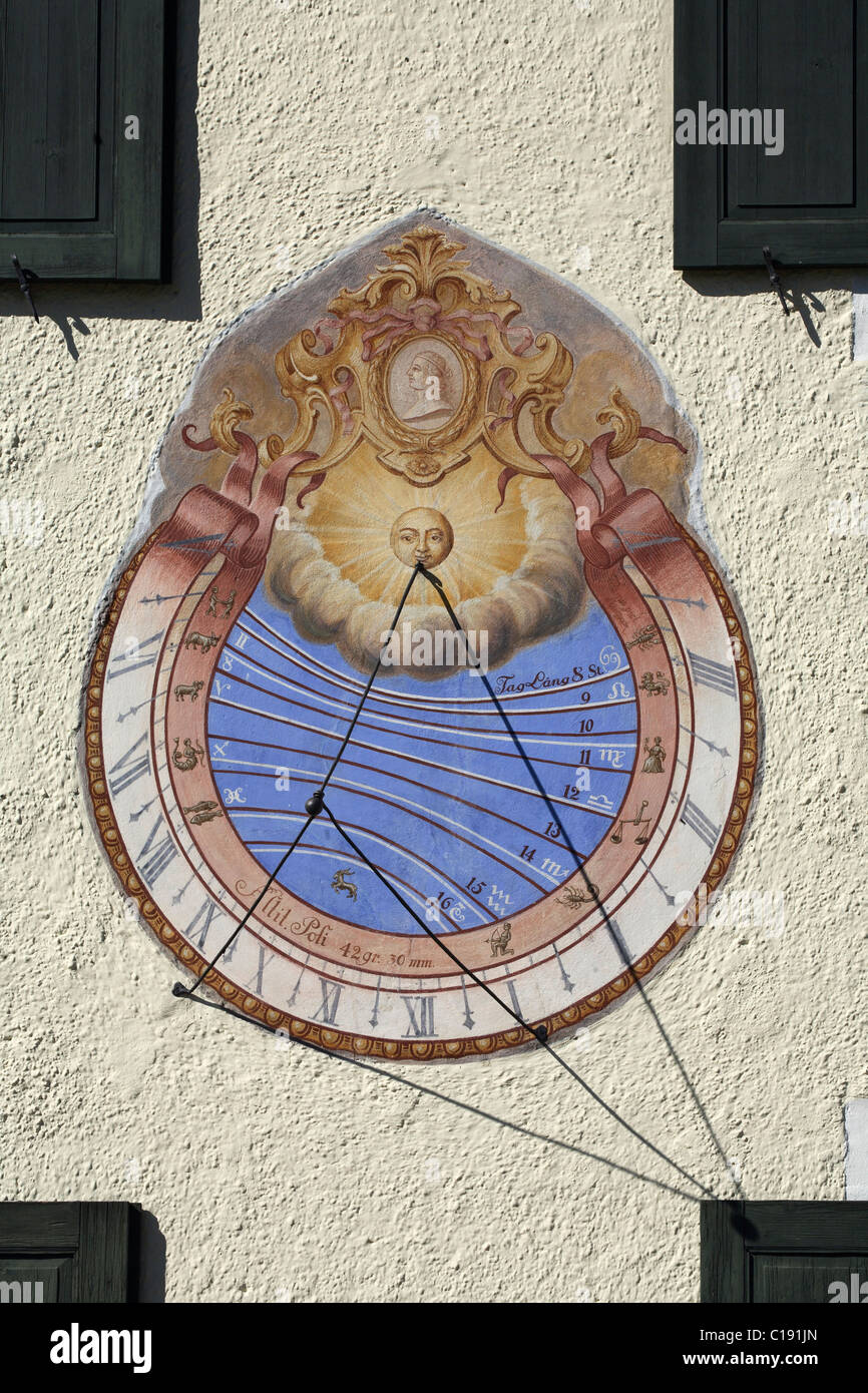 Sundial, bavarian state stud farm, Schwaiganger, Bavaria, Germany ...