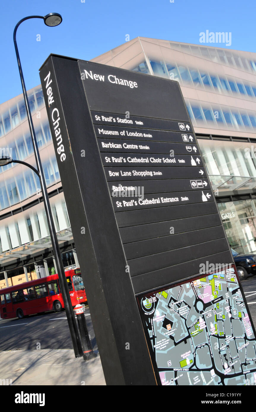 London street information sign post panel on New Change road in City of ...