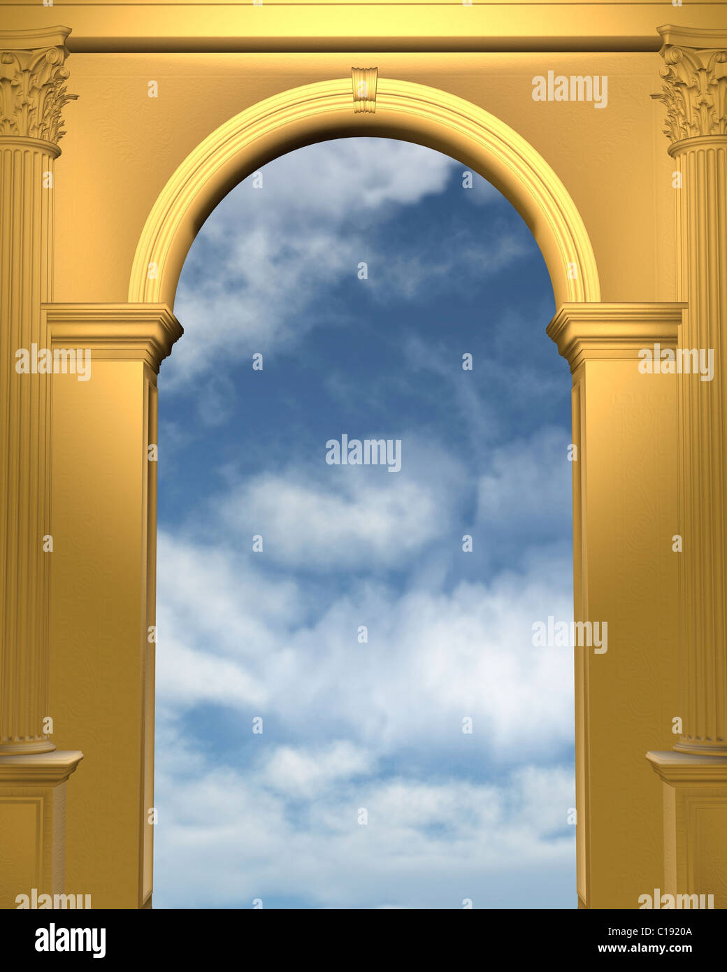 Golden archway with blue sky Stock Photo - Alamy