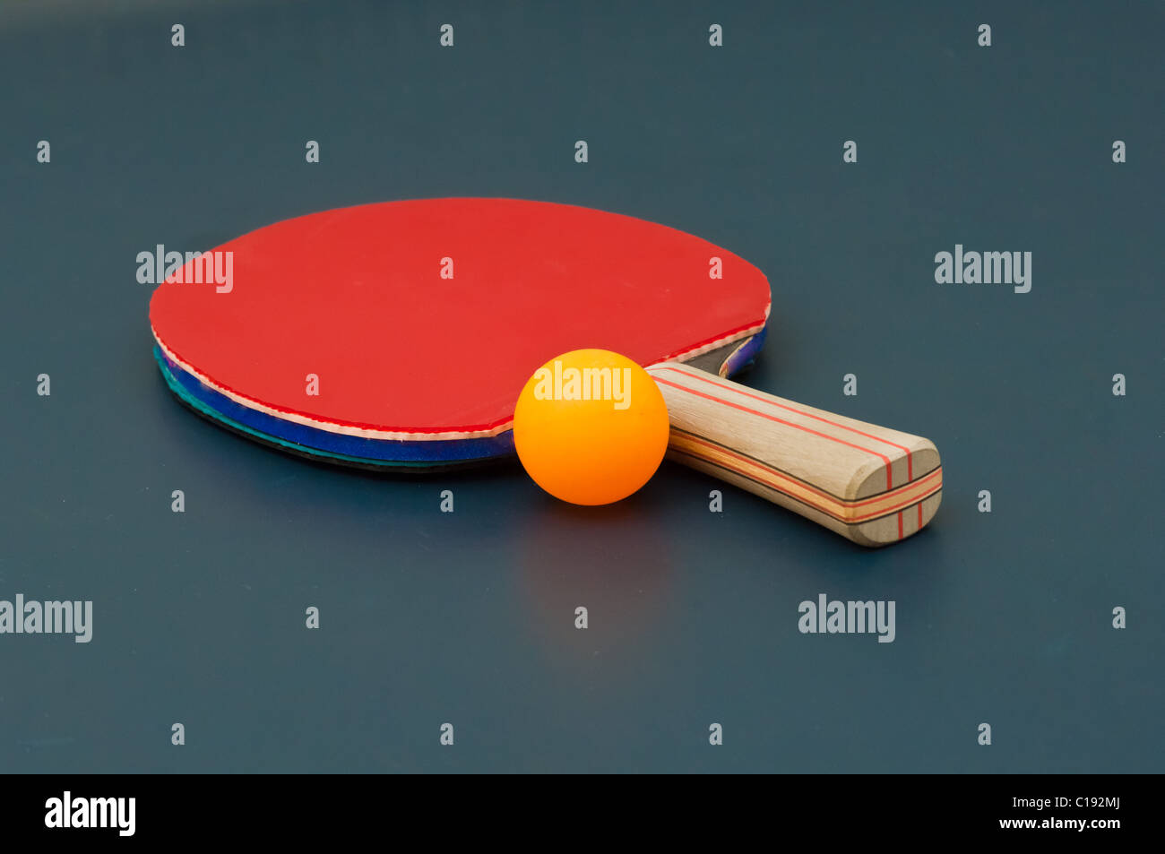 Table tennis rackets and ball on tennis table Stock Photo - Alamy