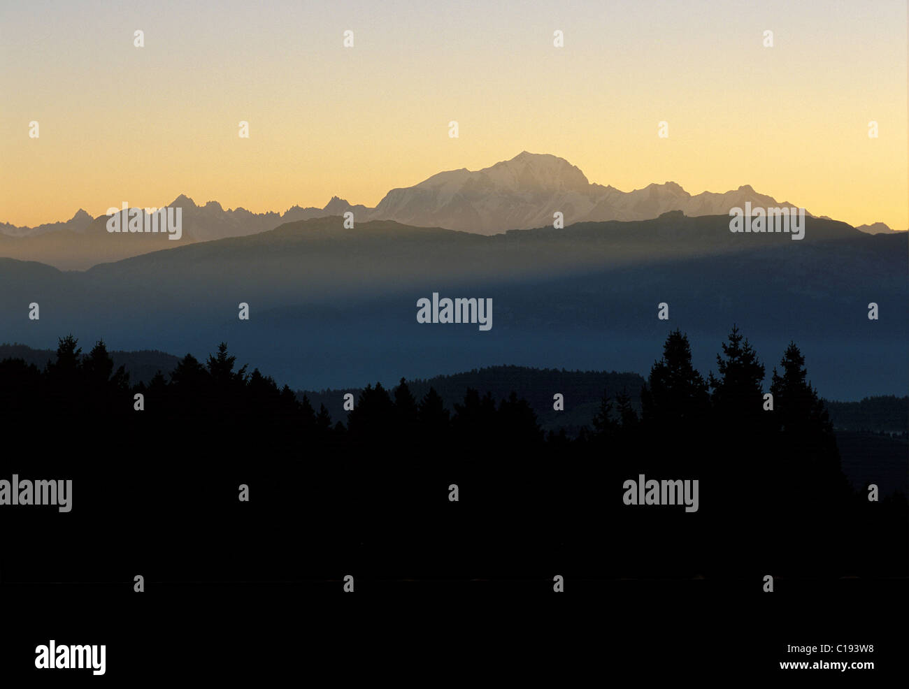 France, Savoie, Mont Blanc massif seen from the Mount Revard (in the ...
