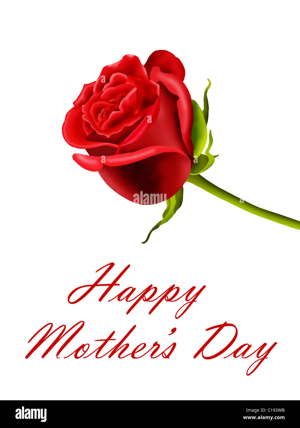 Mother's Day card with a single red rose Stock Photo - Alamy