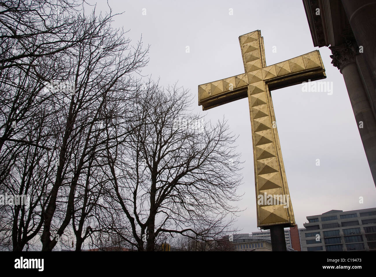 Cross, Alexanderplatz Square, Berlin, Germany, Europe Stock Photo - Alamy
