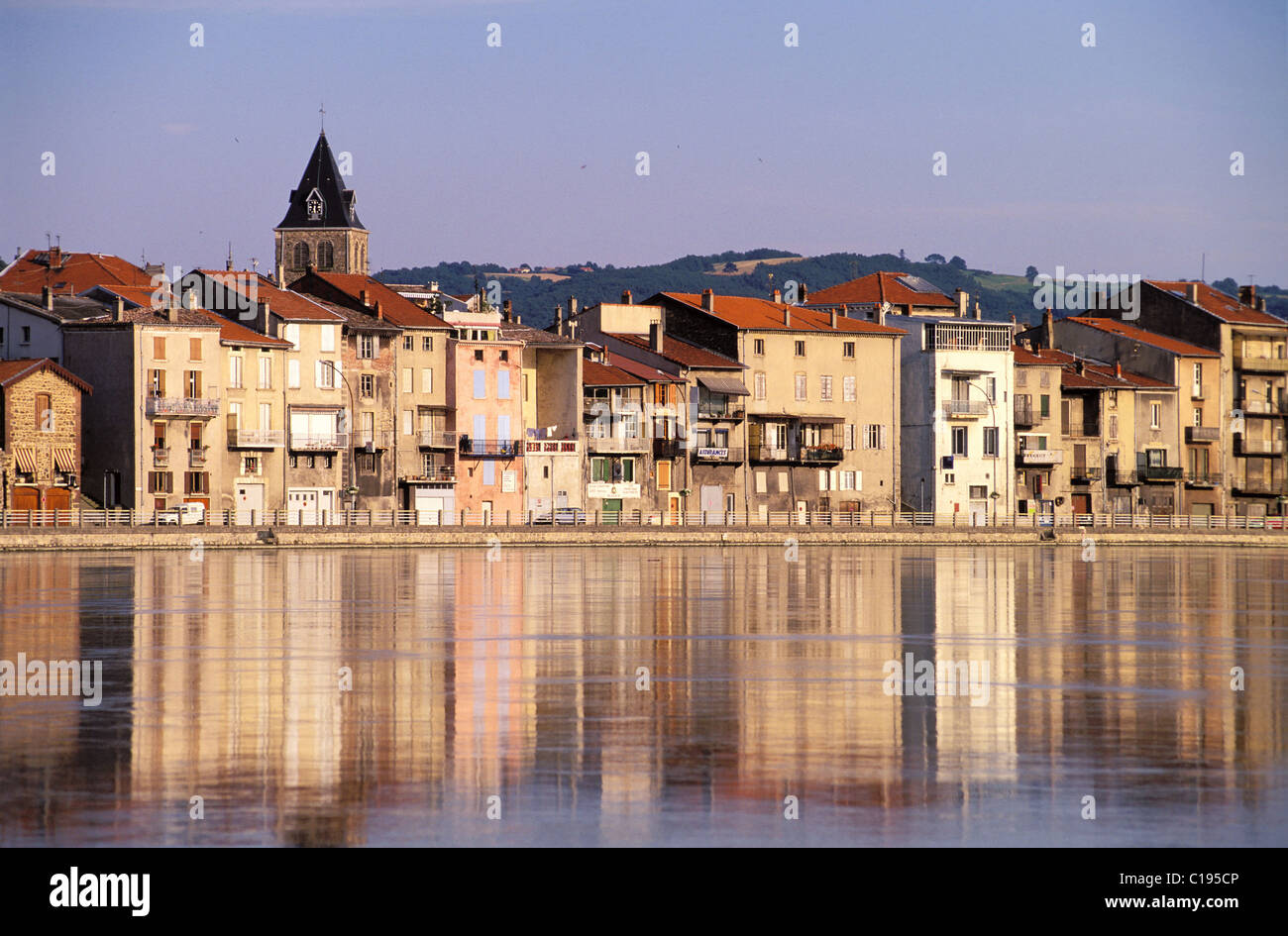 France, Drome, village of Saint Vallier on the banks of the Rhone river ...