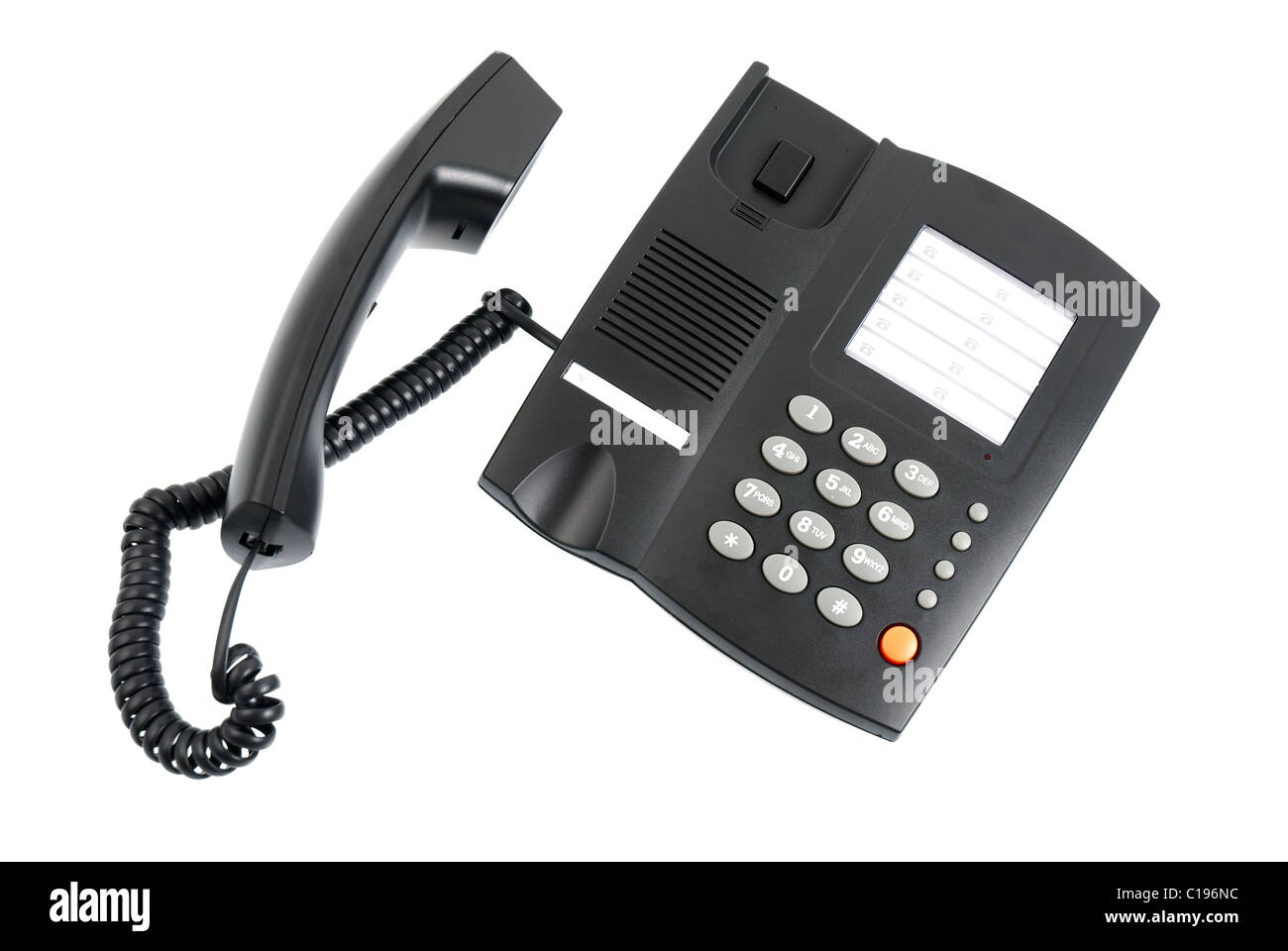 One black telephone isolated on white background Stock Photo - Alamy