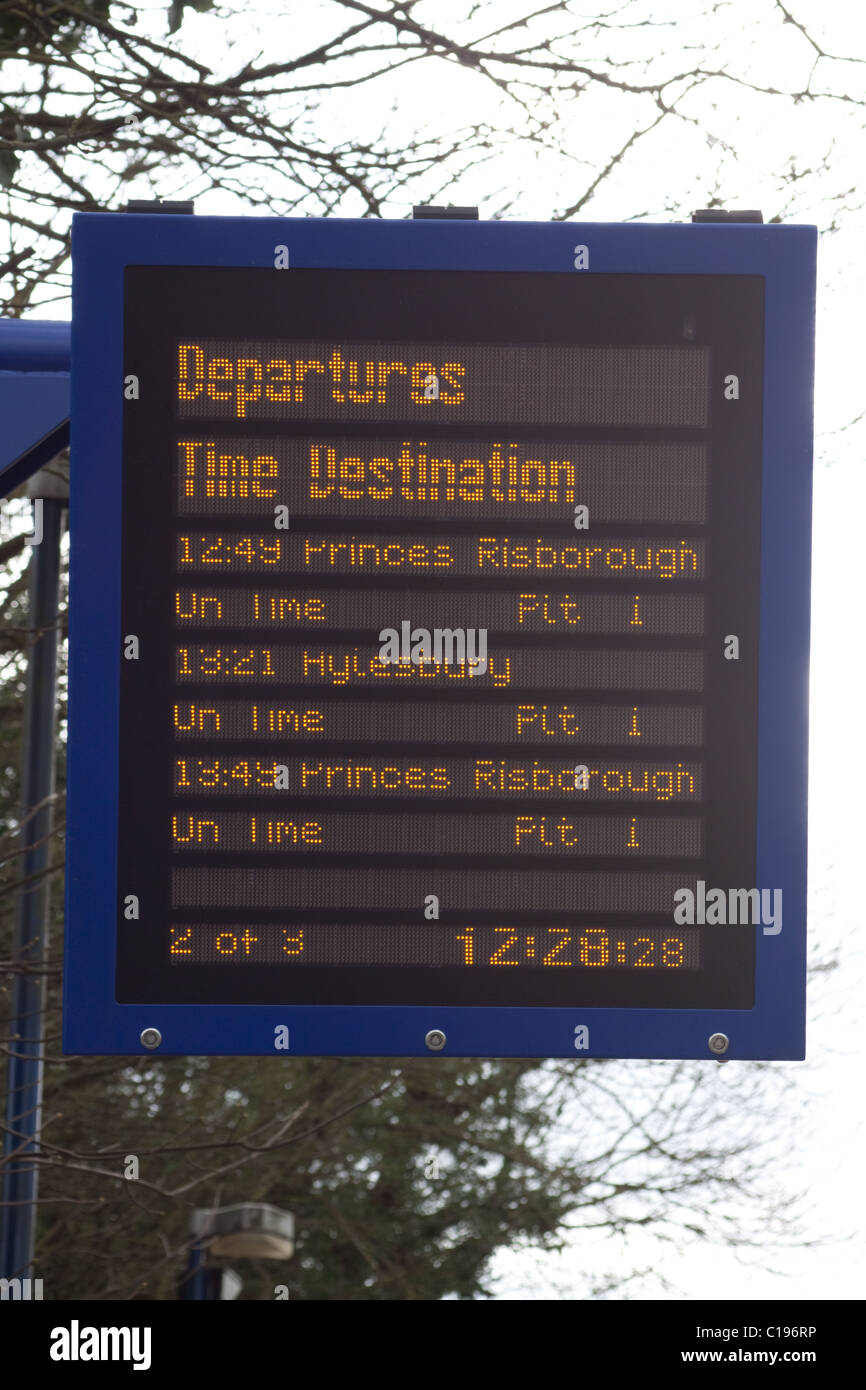 Electronic train timetable at Little Kimble Railway Station Stock Photo ...