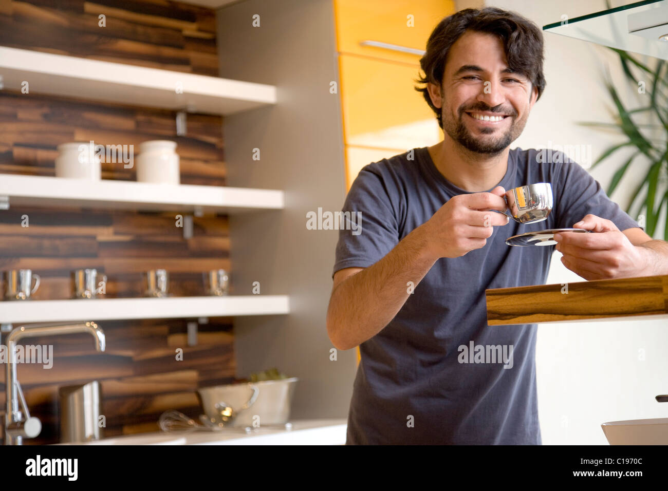 Man drinking coffee Stock Photo - Alamy