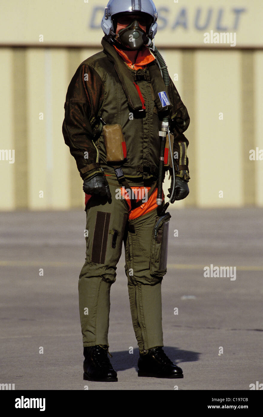 France, Bouches du Rhone, test pilots, Rafale flying suit on the Air ...