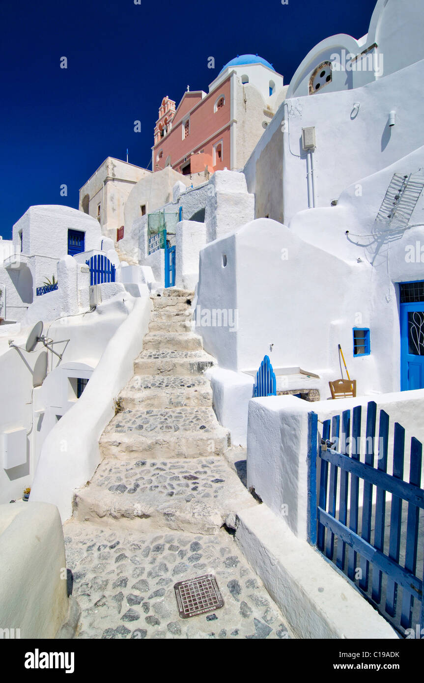 Stairway with typical Cycladic architecture, Oia, Ia, Santorini ...
