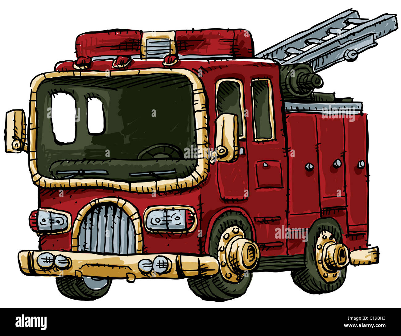 A cartoon fire engine Stock Photo - Alamy