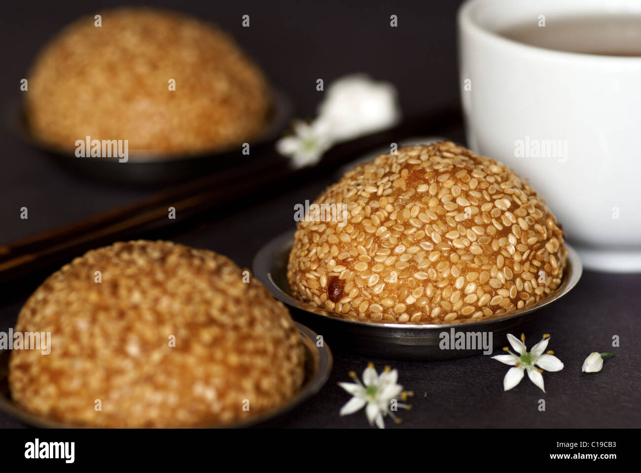 Red Bean Pastries with Sesame Seeds Stock Photo - Alamy