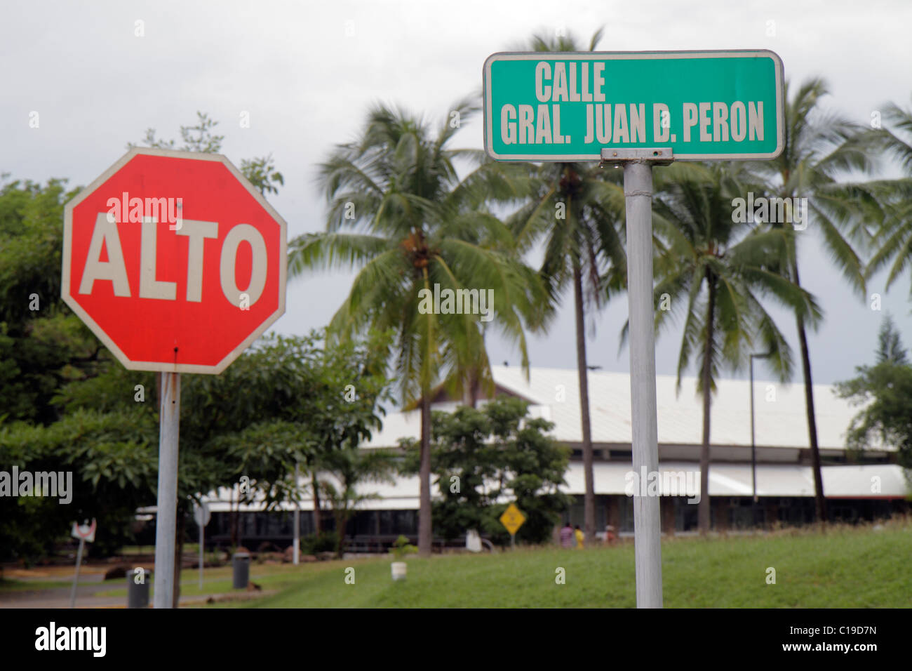 Panama,Latin,Central America,Panama City,Amador,street sign,name ...