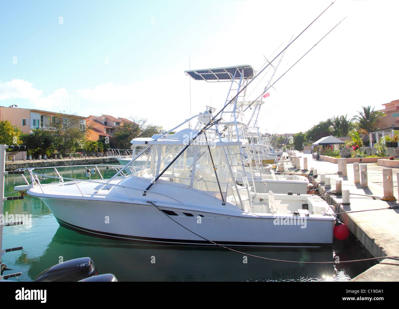 Fisherboats marina in Mexico Mayan Riviera Stock Photo - Alamy