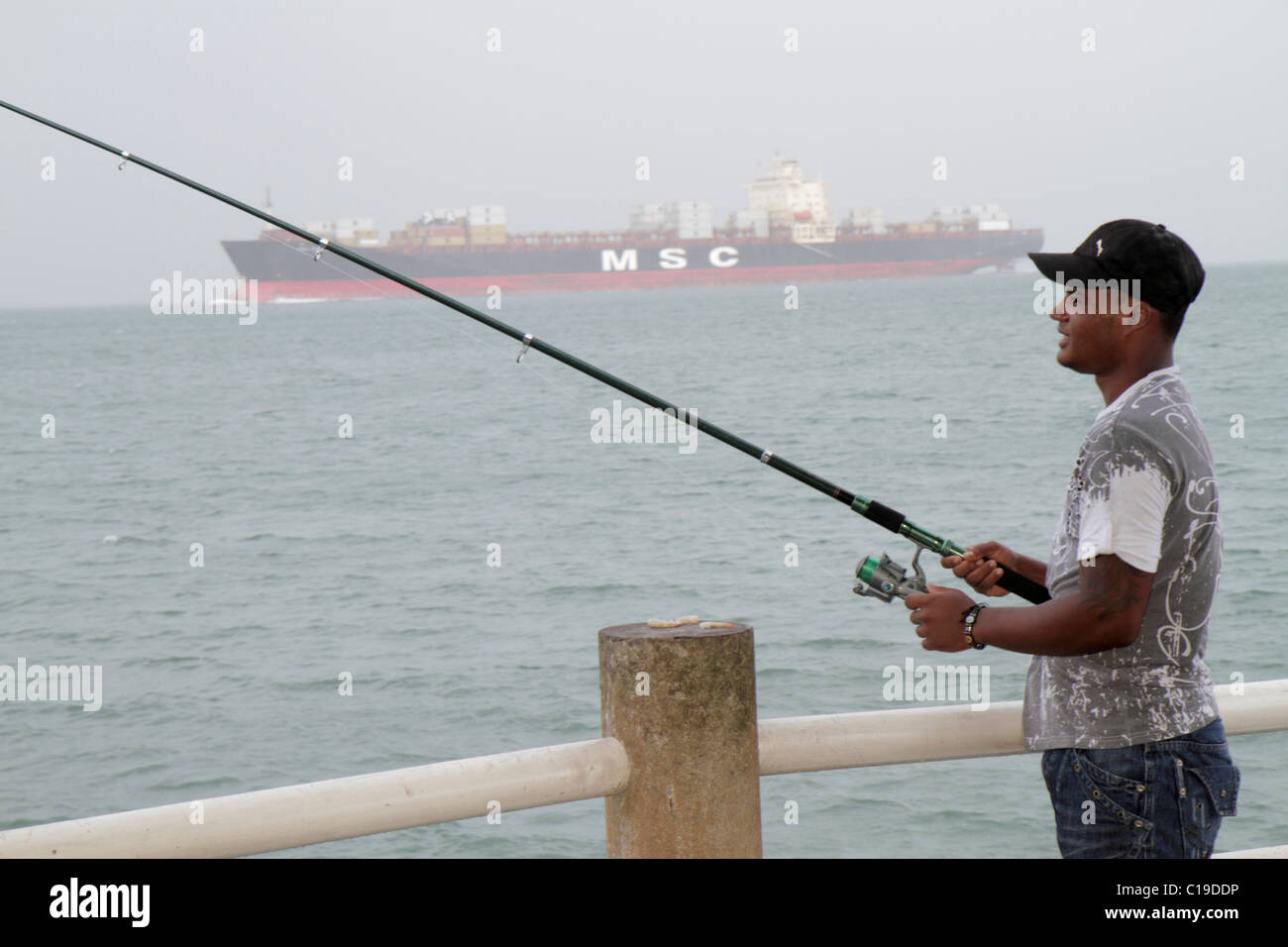 Panama canal fishing pier rod hi-res stock photography and images - Alamy