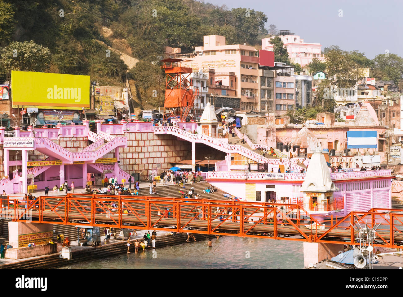 Temples at the waterfront, Har Ki Pauri, Ganges River, Haridwar ...