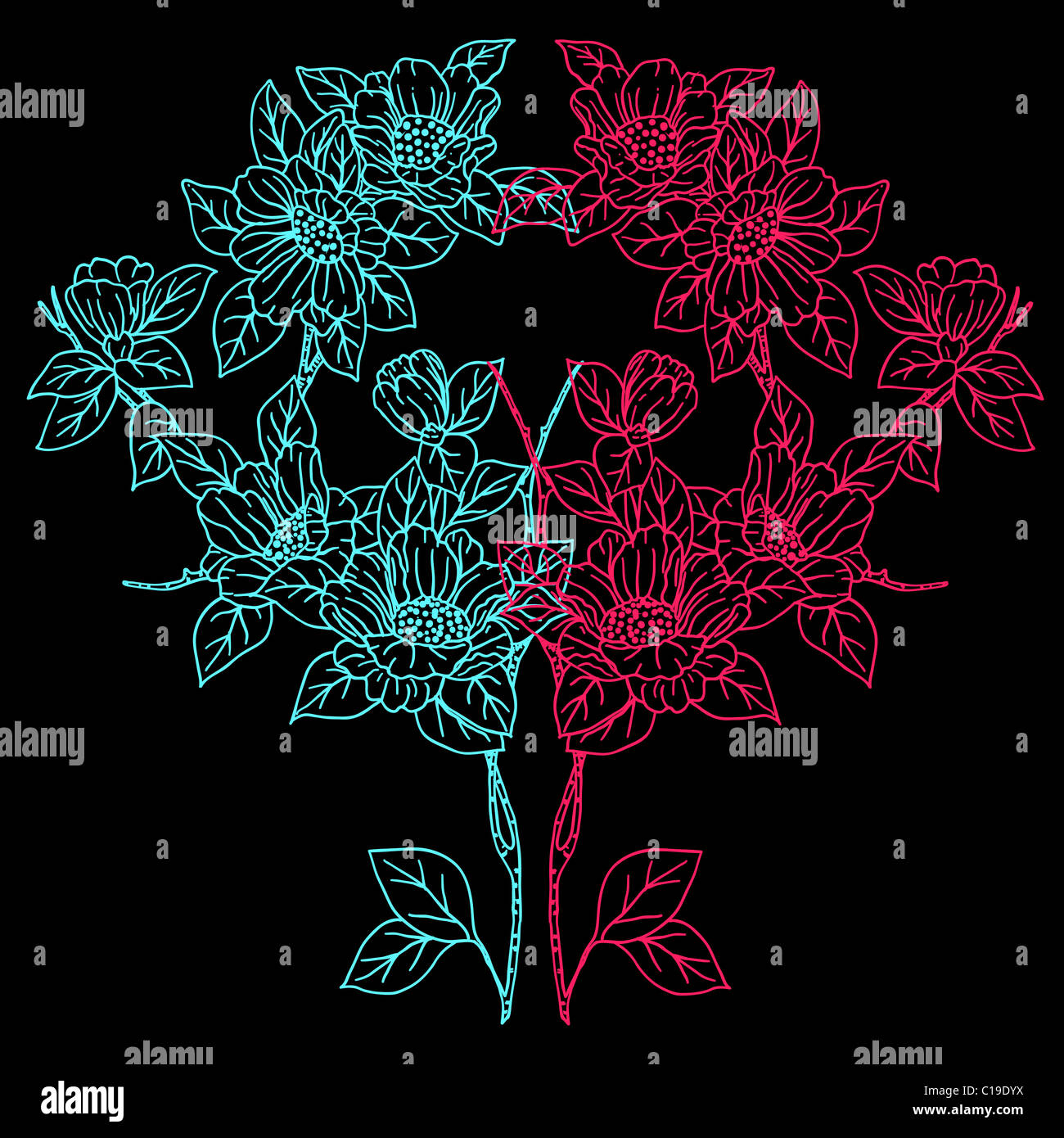 hand drawn background with a fantasy flower Stock Photo - Alamy