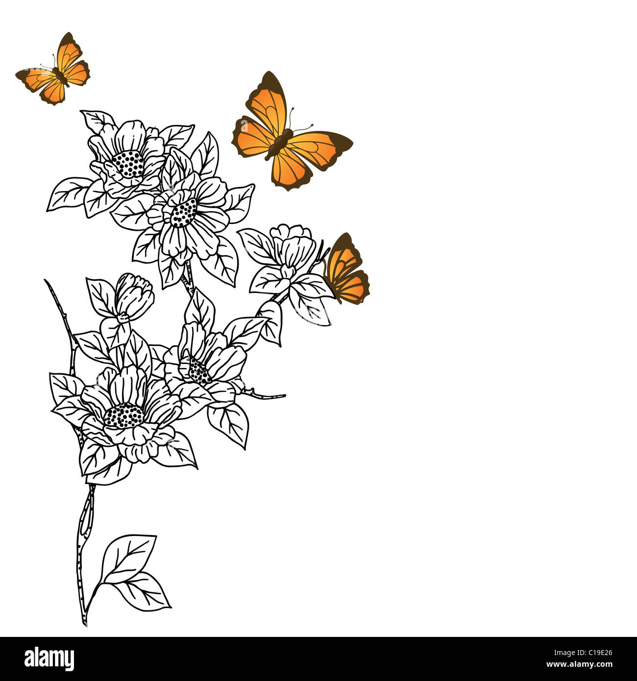 hand drawn background with a fantasy flower Stock Photo - Alamy