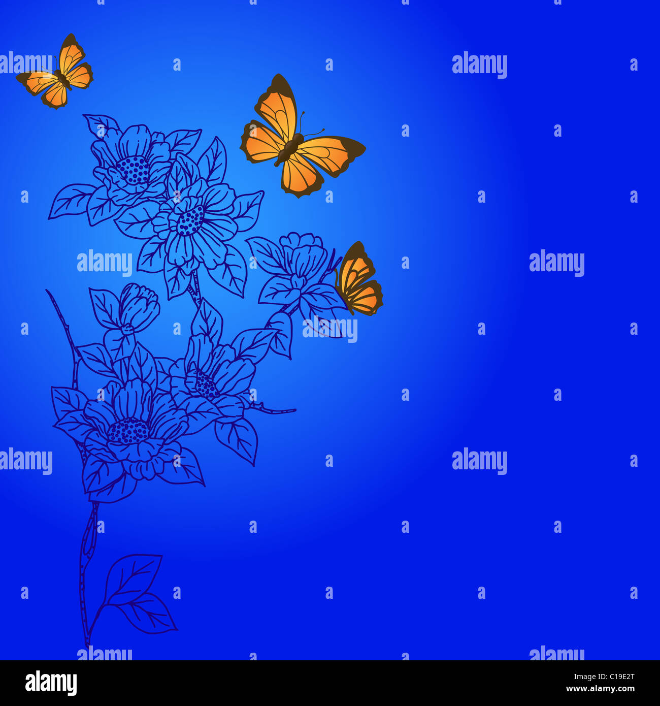 hand drawn background with a fantasy flower Stock Photo - Alamy