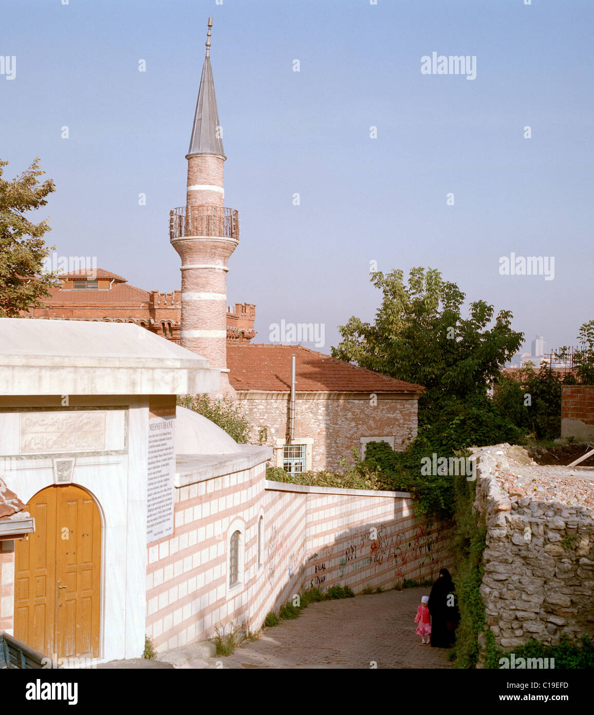 A mosque in Fener in Istanbul in Turkey in Middle East Asia. Urban ...