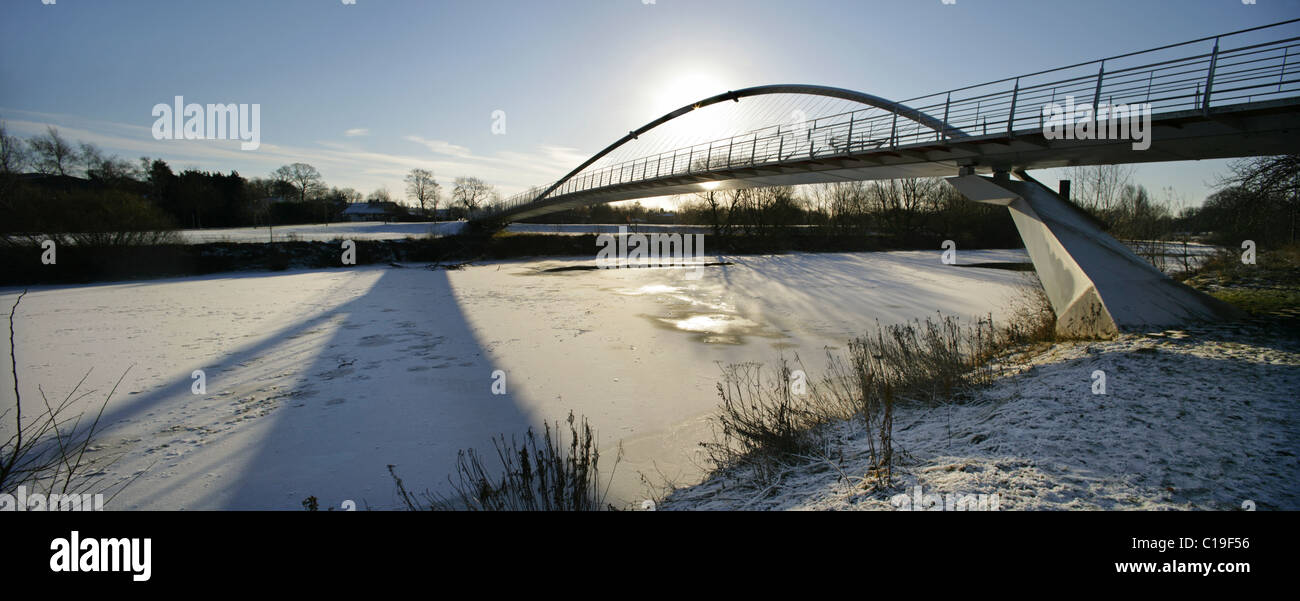 The Millennium Bridge over the frozen River Ouse in York, North ...