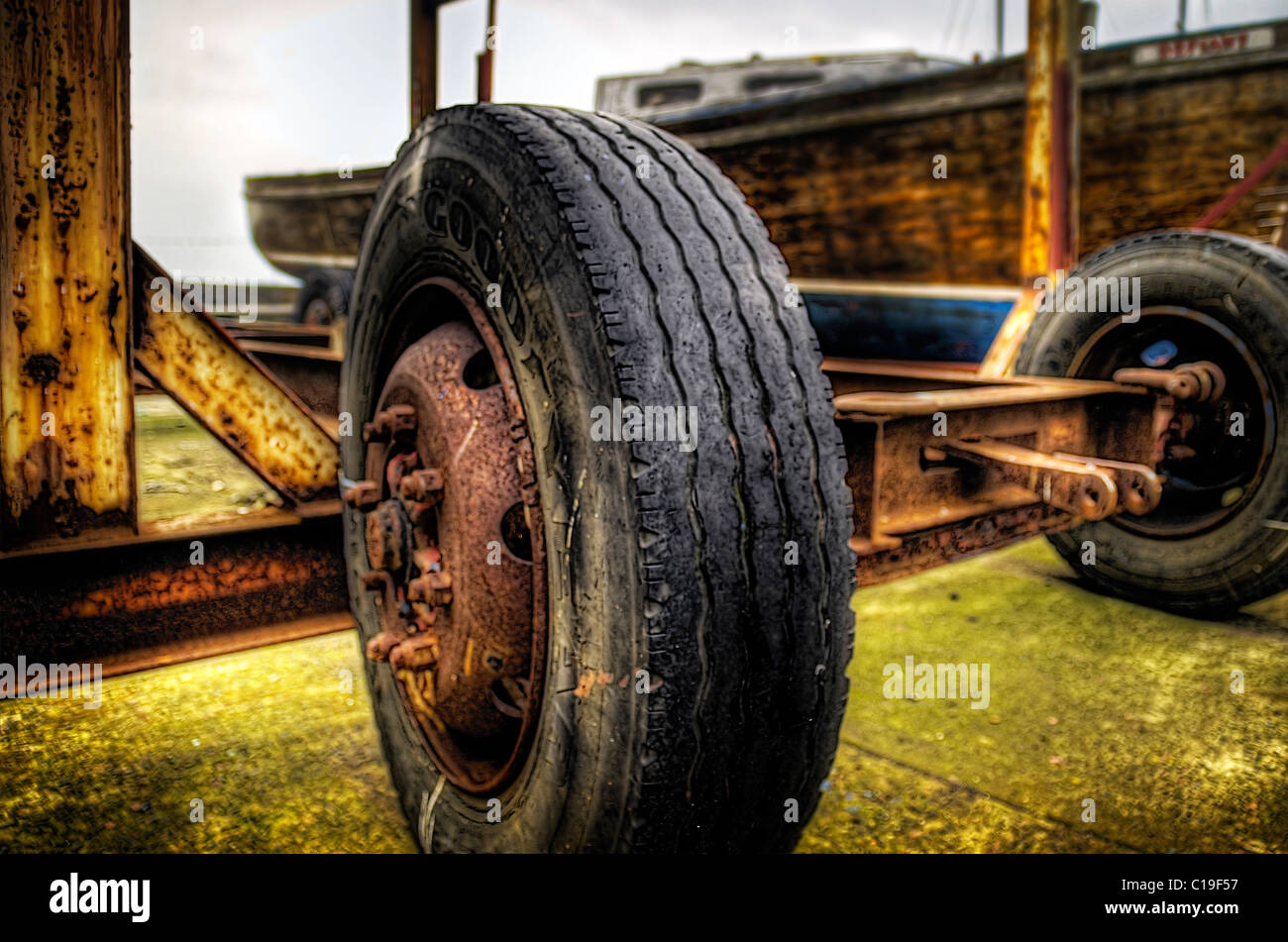 Old Trailer wheel rendered in high dynamic range format - HDR Stock ...