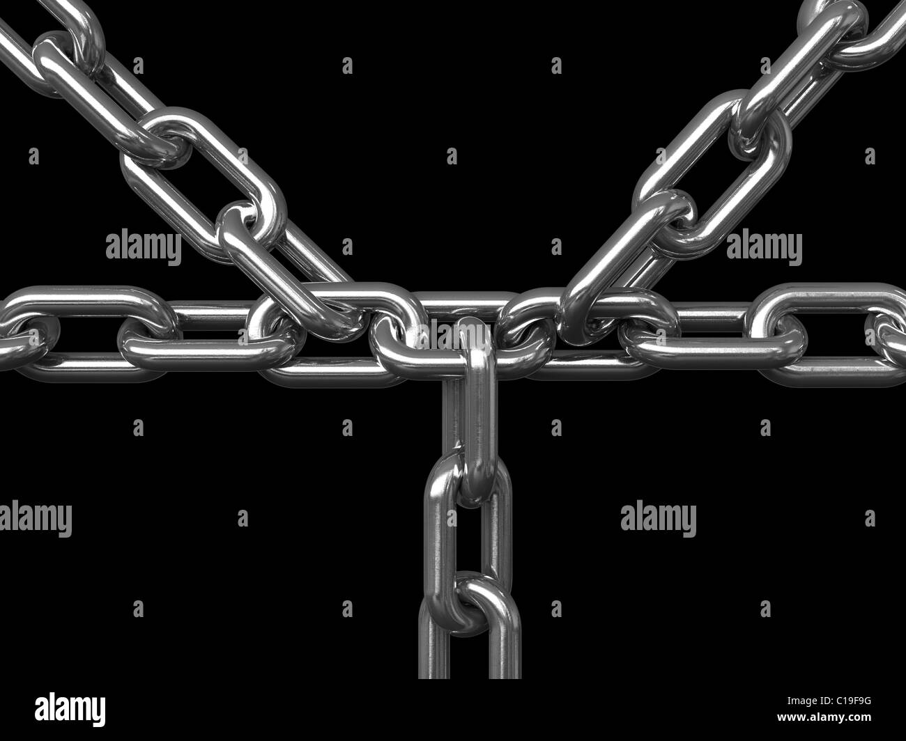 3d render of metal chains over black background Stock Photo - Alamy