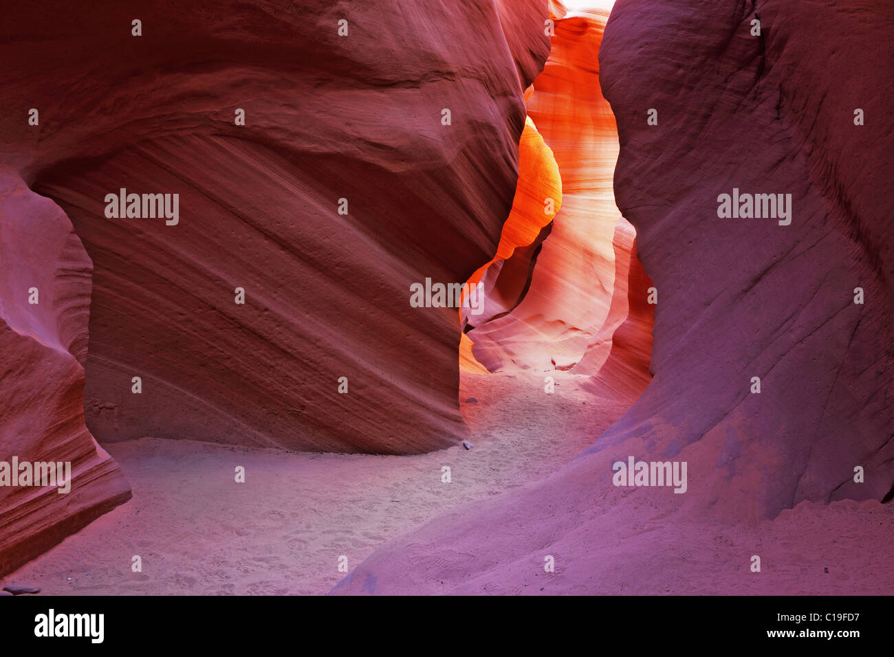 Glowing colorful underground footpath. Antelope canyon Stock Photo - Alamy